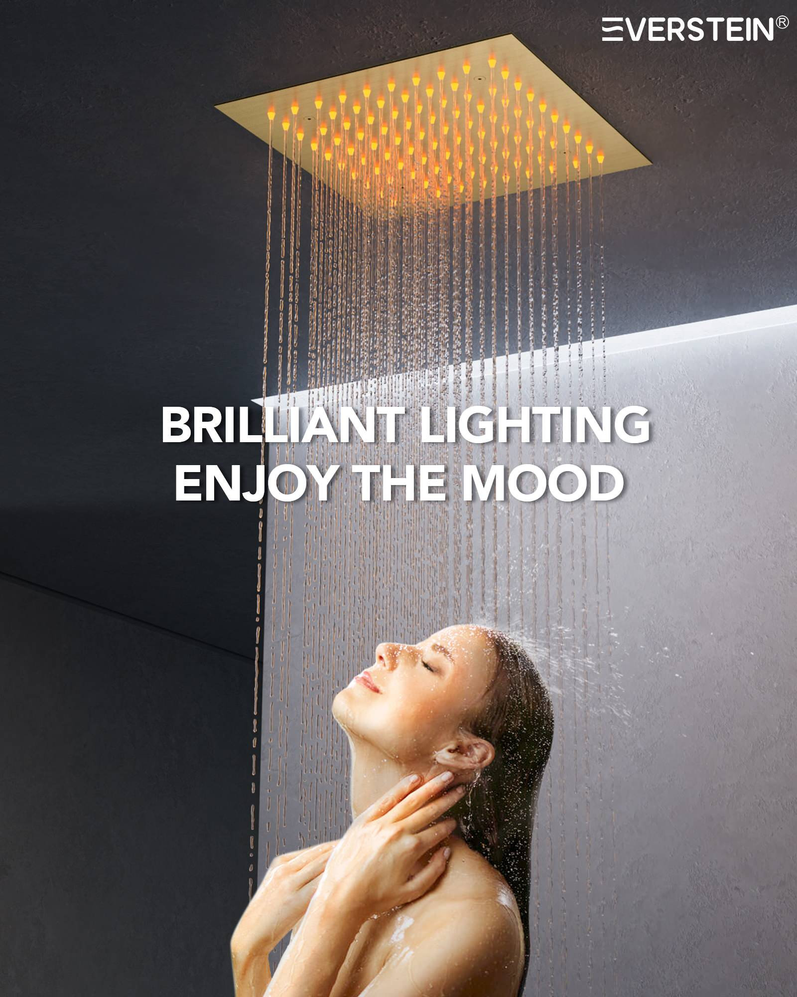 LED Dual Heads 12" Rain Shower System With Thermostatic 3-Way Faucet ...