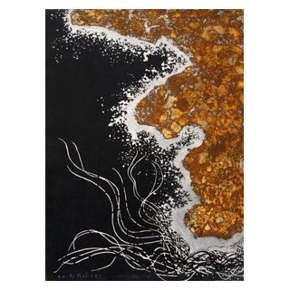 Yannick Ballif, Black and Gold Camp, Etching - Contemporary - Fine Art ...