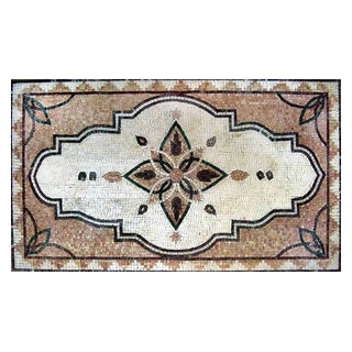 Flower Floor Mosaic, Parisa, 47" x 16" - Mediterranean - Tile Murals ...