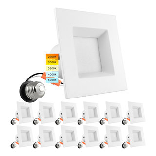 Luxrite 12 Pack 4" Square Recessed LED Can Light 5 Color Option ...