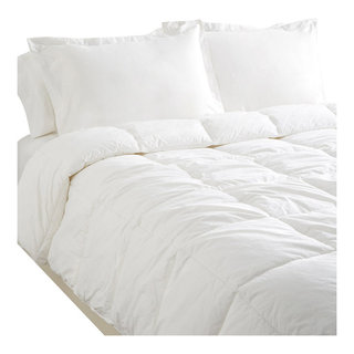 All Season Cotton Shell Comforter, White, Full/ Queen - Traditional ...