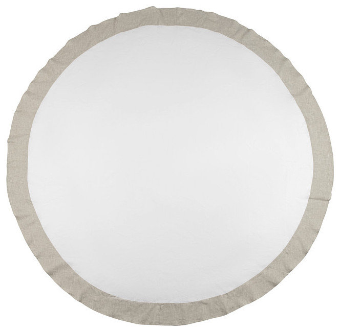 French Home Linen 94" Rotunda Tablecloth White and Beige - Transitional ...