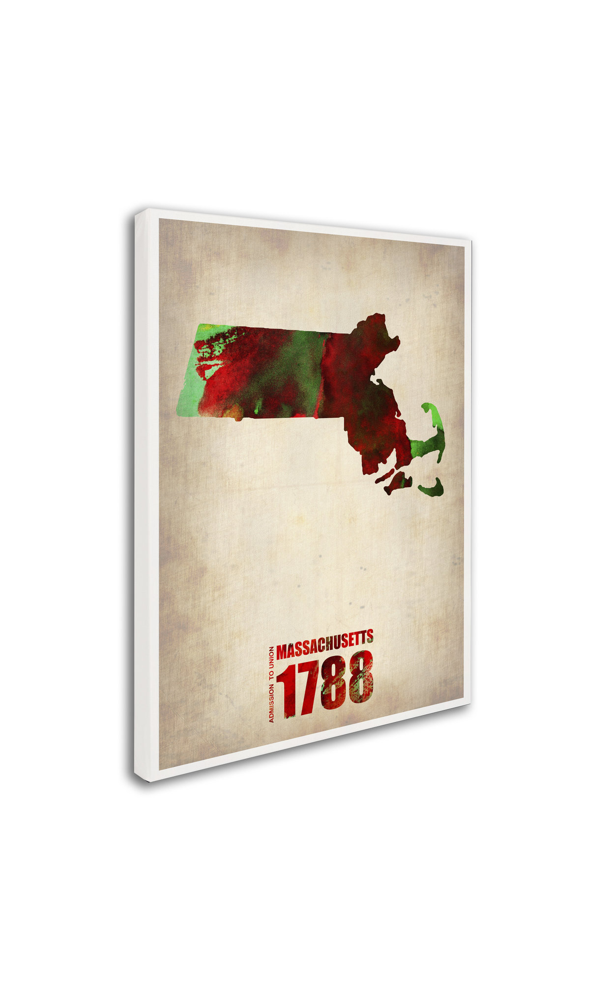 'Massachusetts Watercolor Map' Canvas Art by Naxart, 18" x 24 ...