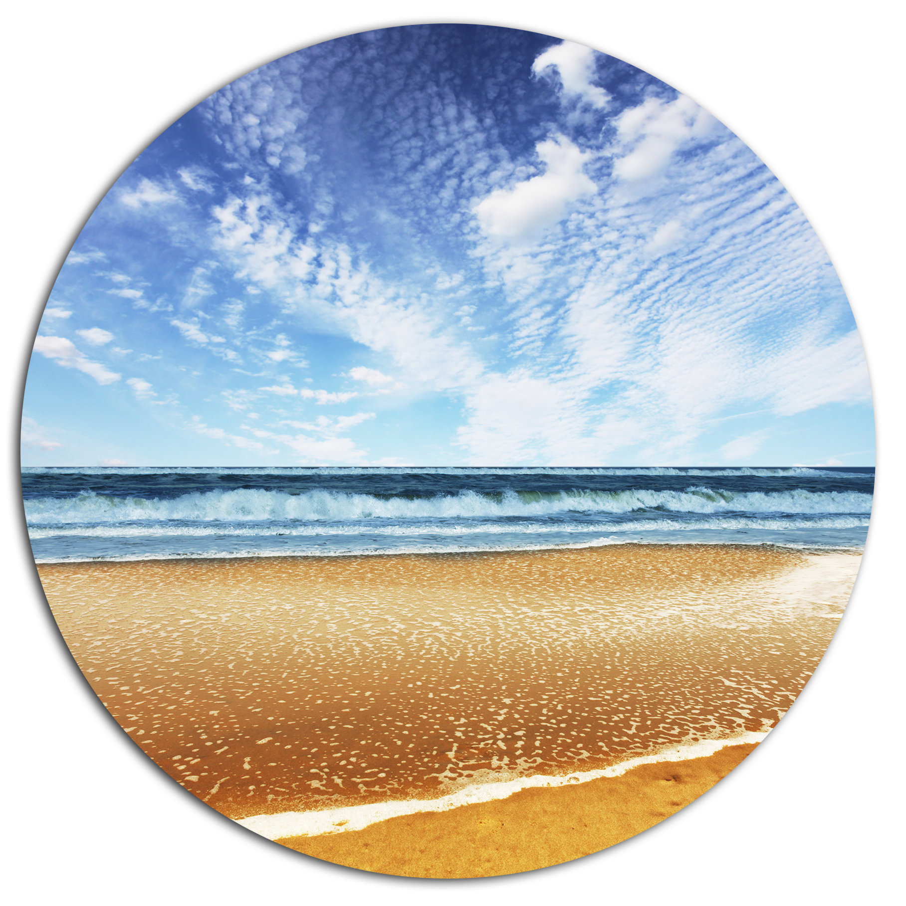 Beautiful Sea Under Bright Sky, Seashore Disc Metal Wall Art, Disc of ...