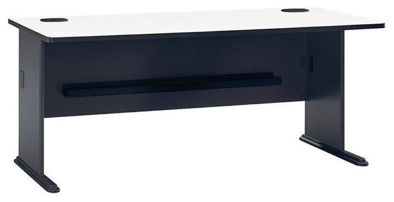 Bowery Hill 72" Transitional Engineered Wood Office Desk in Slate Gray ...