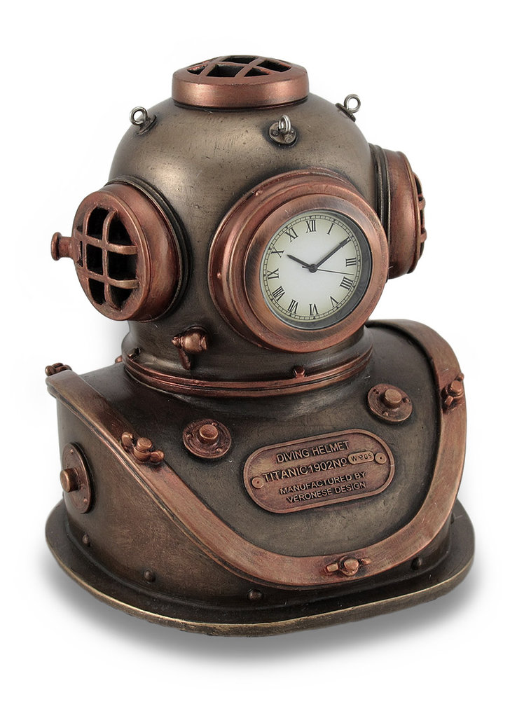 Bronze and Copper Finish Mark V Dive Helmet Desk Clock, Small - Desk ...
