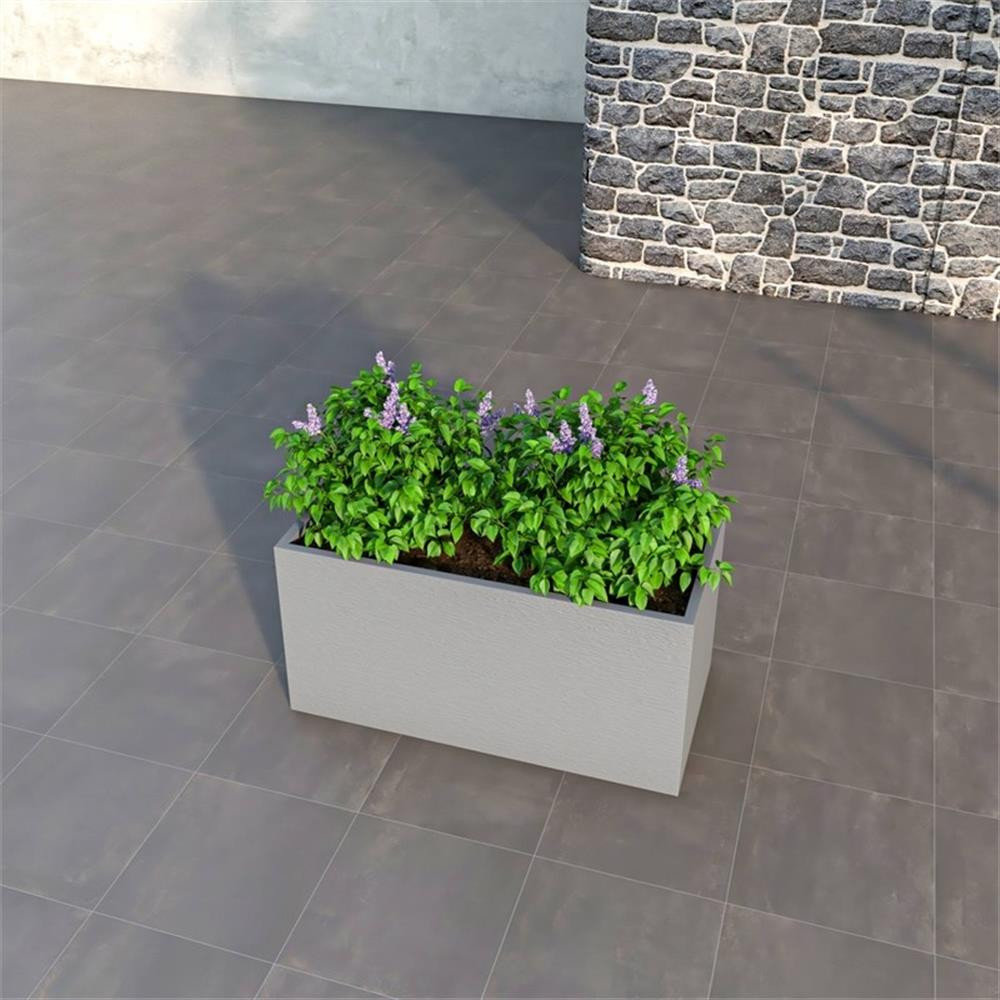 LeisureMod Flora Fiberstone and MGO Clay Rectangular Planter in Gray 20 ...