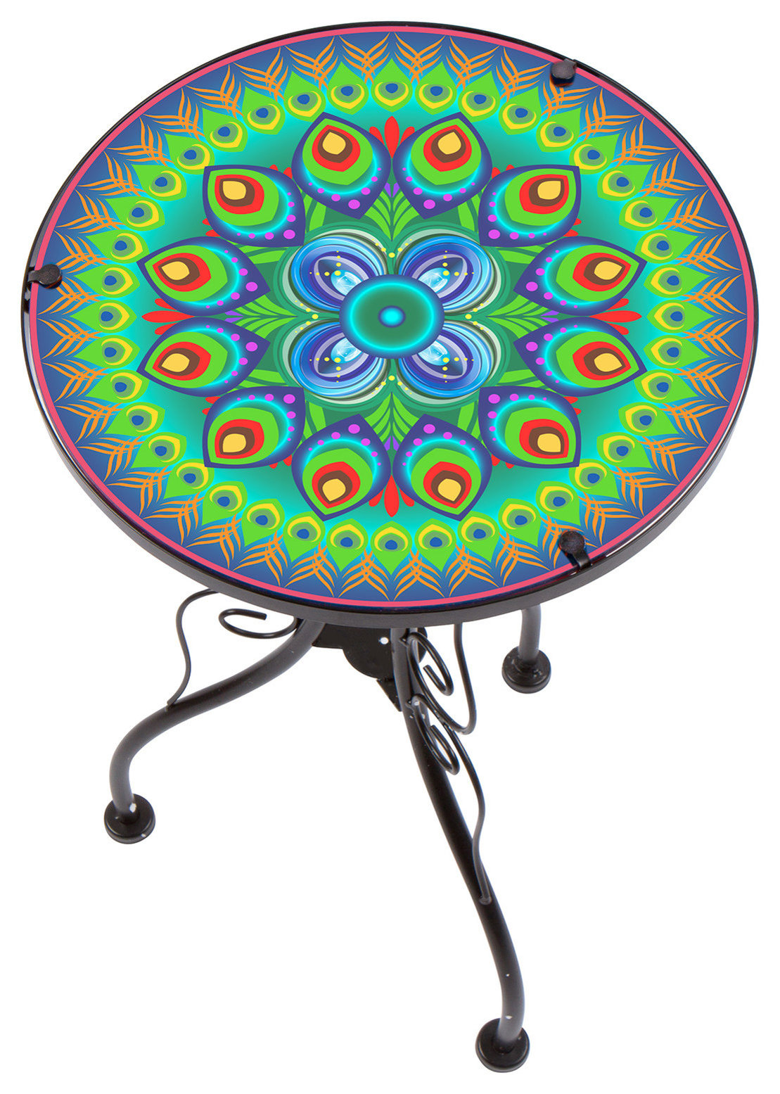 22" Peacock Design Glass & Metal Side Table - Contemporary - Side ...