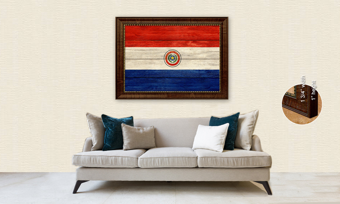 Peru Country Textured Flag Print With Brown Gold Frame, 23" X 33 ...