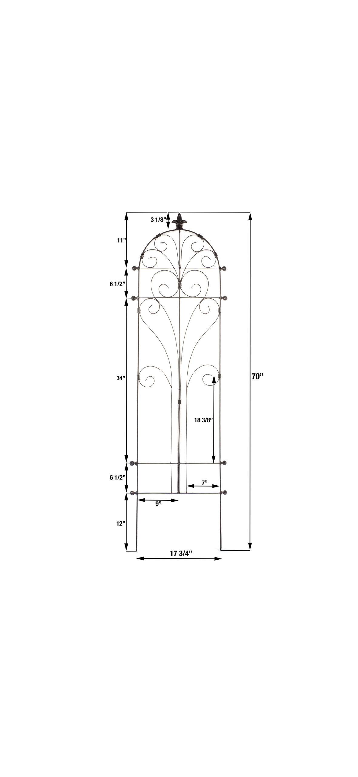Italian Iron Garden Trellis, Metal Lawn Decor, Heavy Scroll Iron ...
