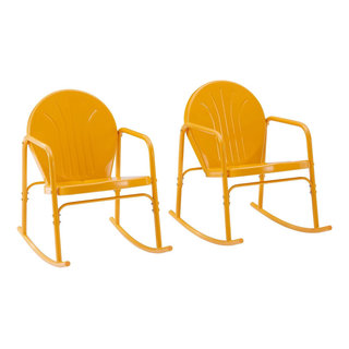 Griffith 2Pc Retro Outdoor Rocking Chair Set Tangerine Gloss ...
