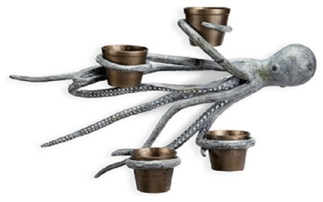 Octopus Wall Hanging Planter Holder - Beach Style - Outdoor Pots And ...