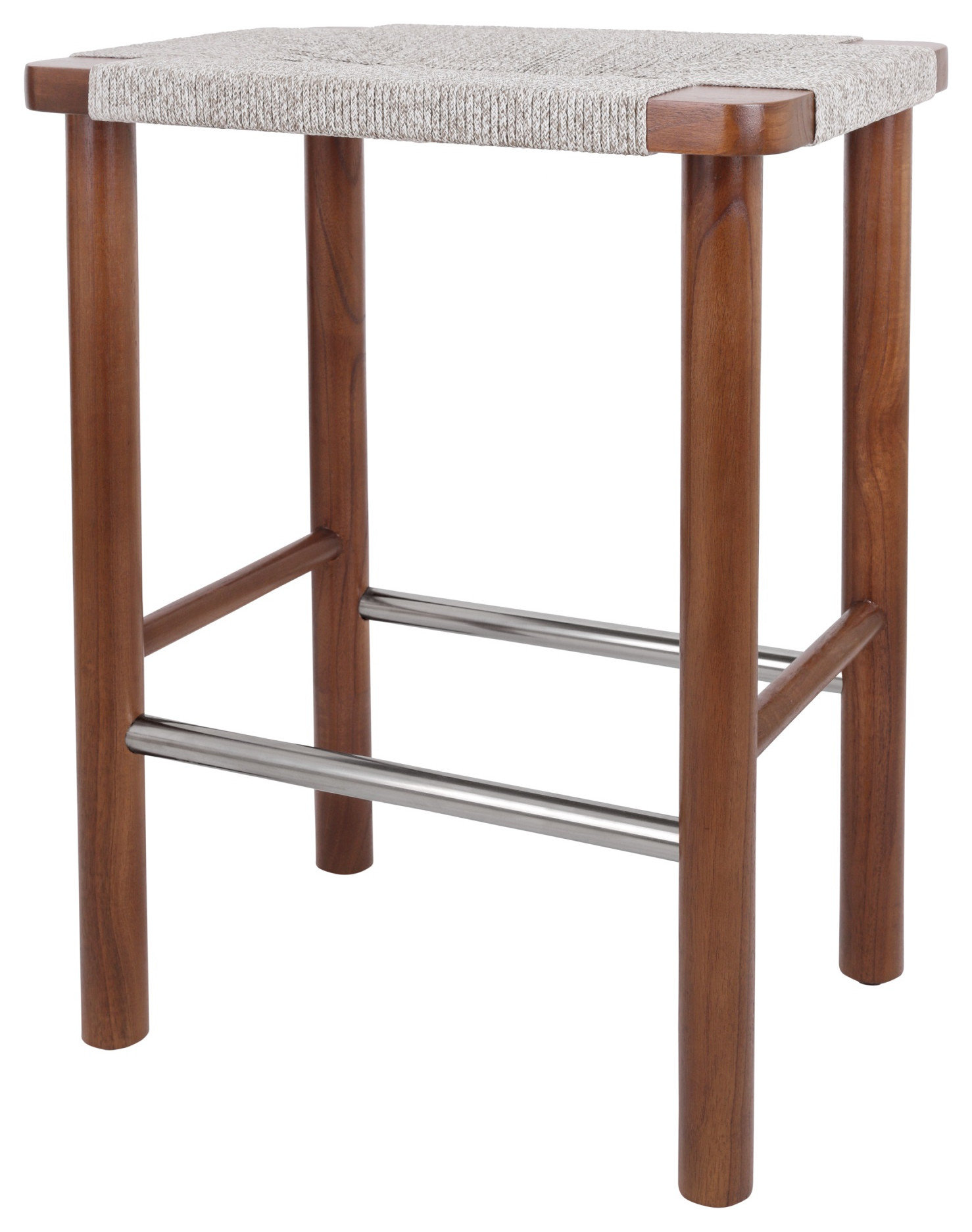Elio Wood Counter Stool With Rope - Beach Style - Bar Stools And ...