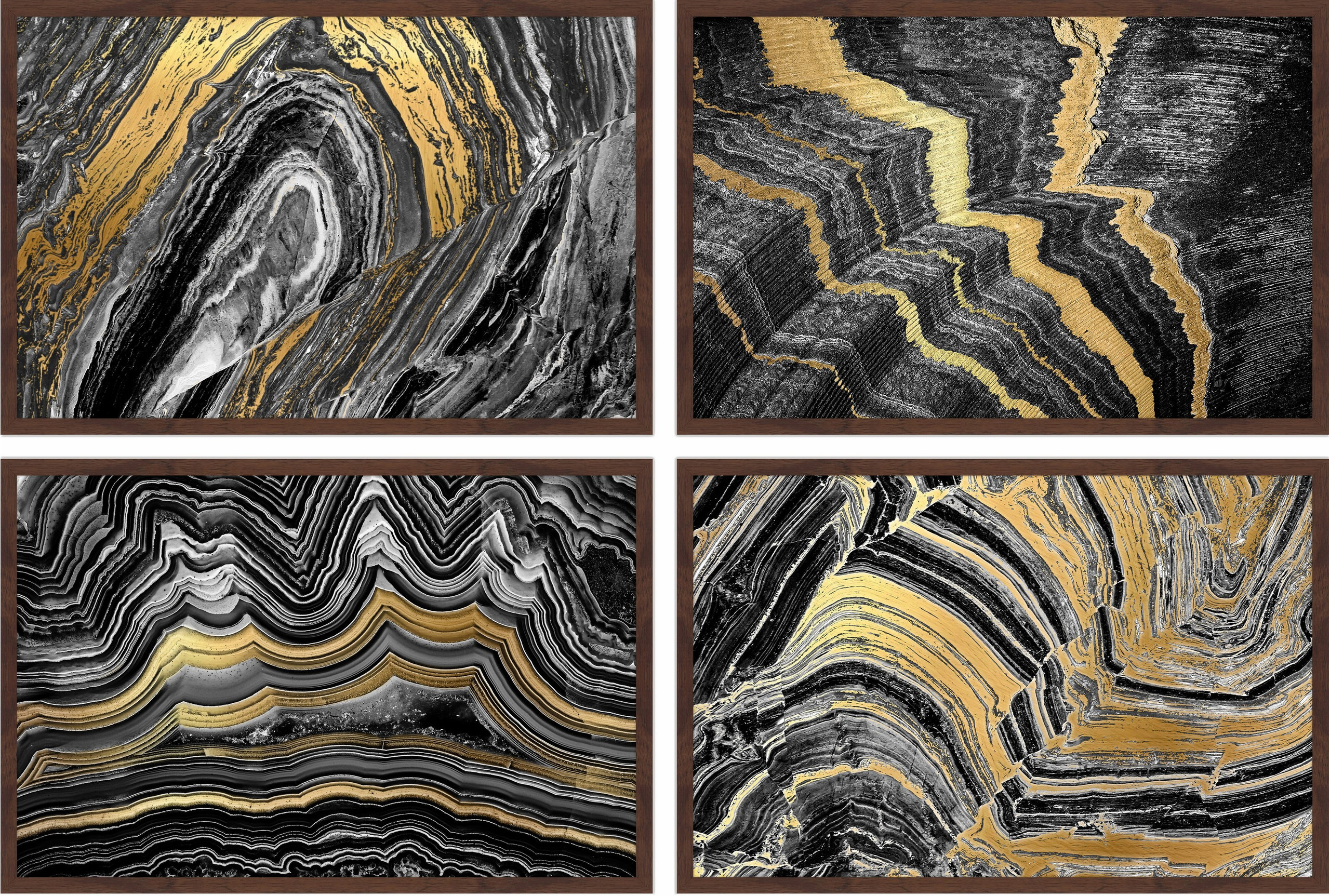Gold Veins Quadriptych, 36x24 - Contemporary - Prints And Posters - by ...