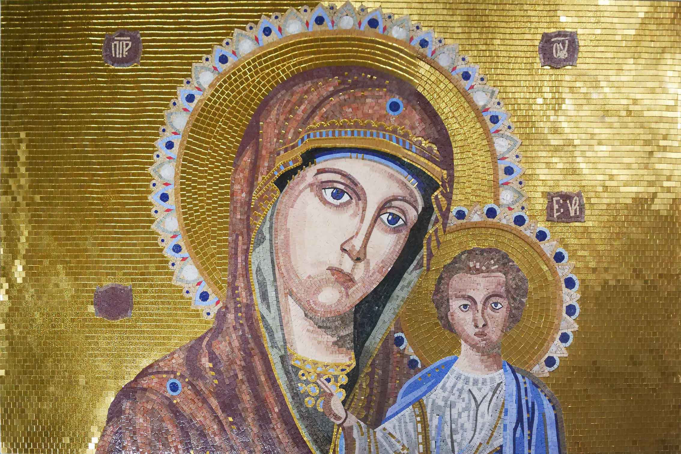 Mosaic Wall Art - Religious Icon, 69" x 46" - Contemporary - Tile ...