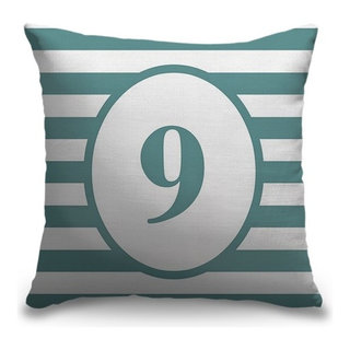 "Number Nine - Striped Oval" Pillow, 16" x 16" - Contemporary ...