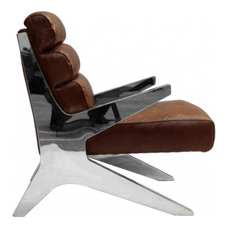 HomeRoots Brown Full Leather Fireproof Foam Leather - Contemporary ...