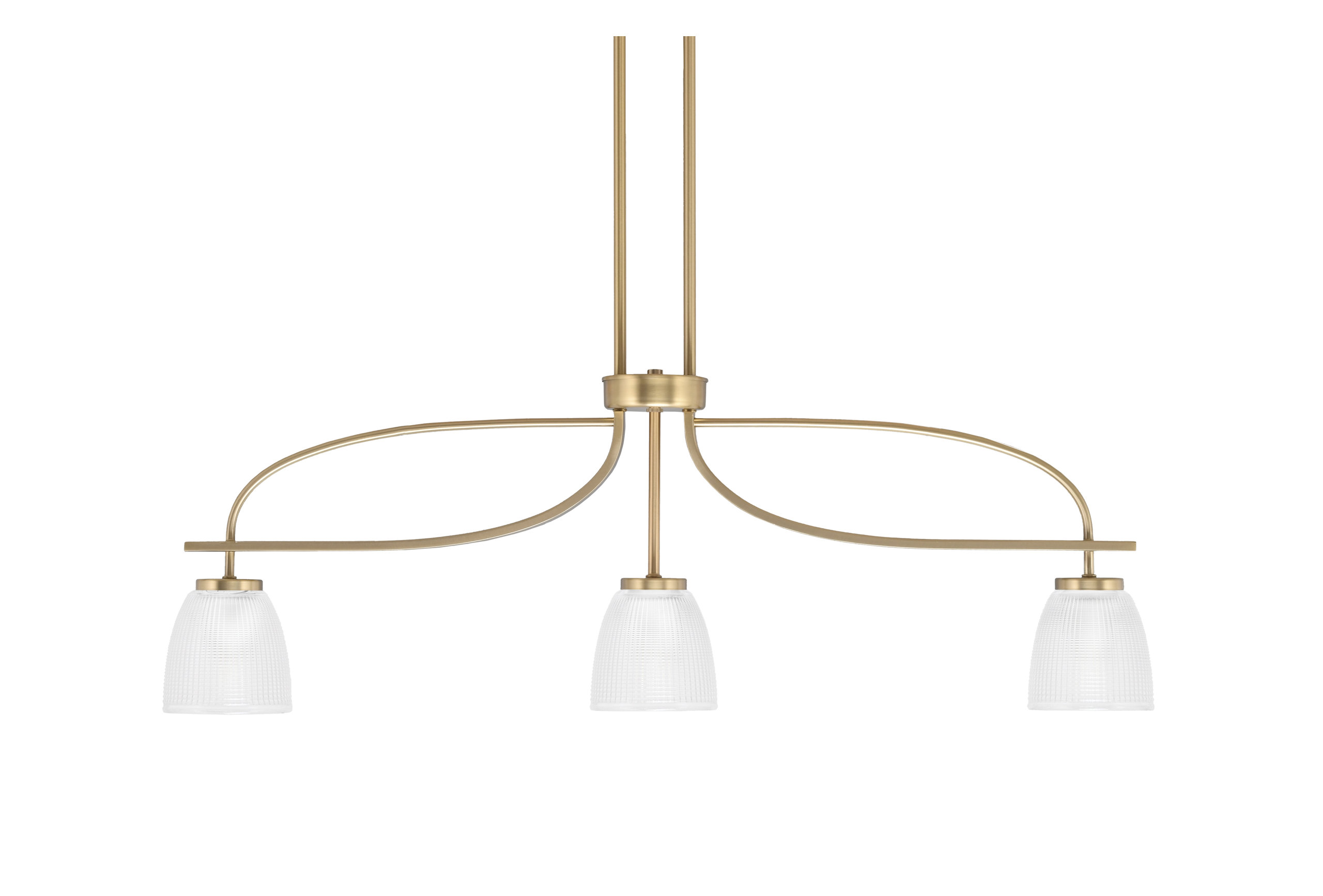 Cavella 3 Light Island Light, New Age Brass Finish, 5" Clear Ribbed ...