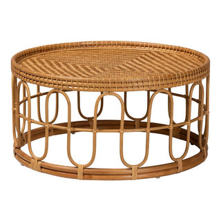 Cait Rattan Coffee Table - Tropical - Coffee Tables - by Baxton Studio ...