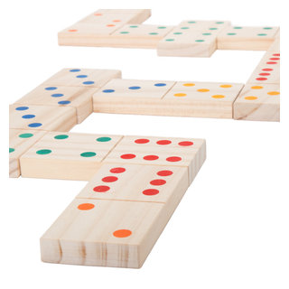 Giant Dominoes Set of 28 Hand-Crafted Wooden Dominos With Colorful ...
