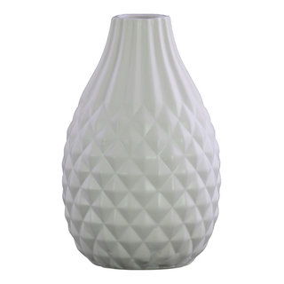Urban Trends Ceramic Round Pear Shaped Vase With White Finish ...