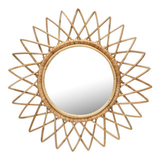 Round Cane Sunburst Wall Mirror, Natural - Tropical - Wall Mirrors - by ...