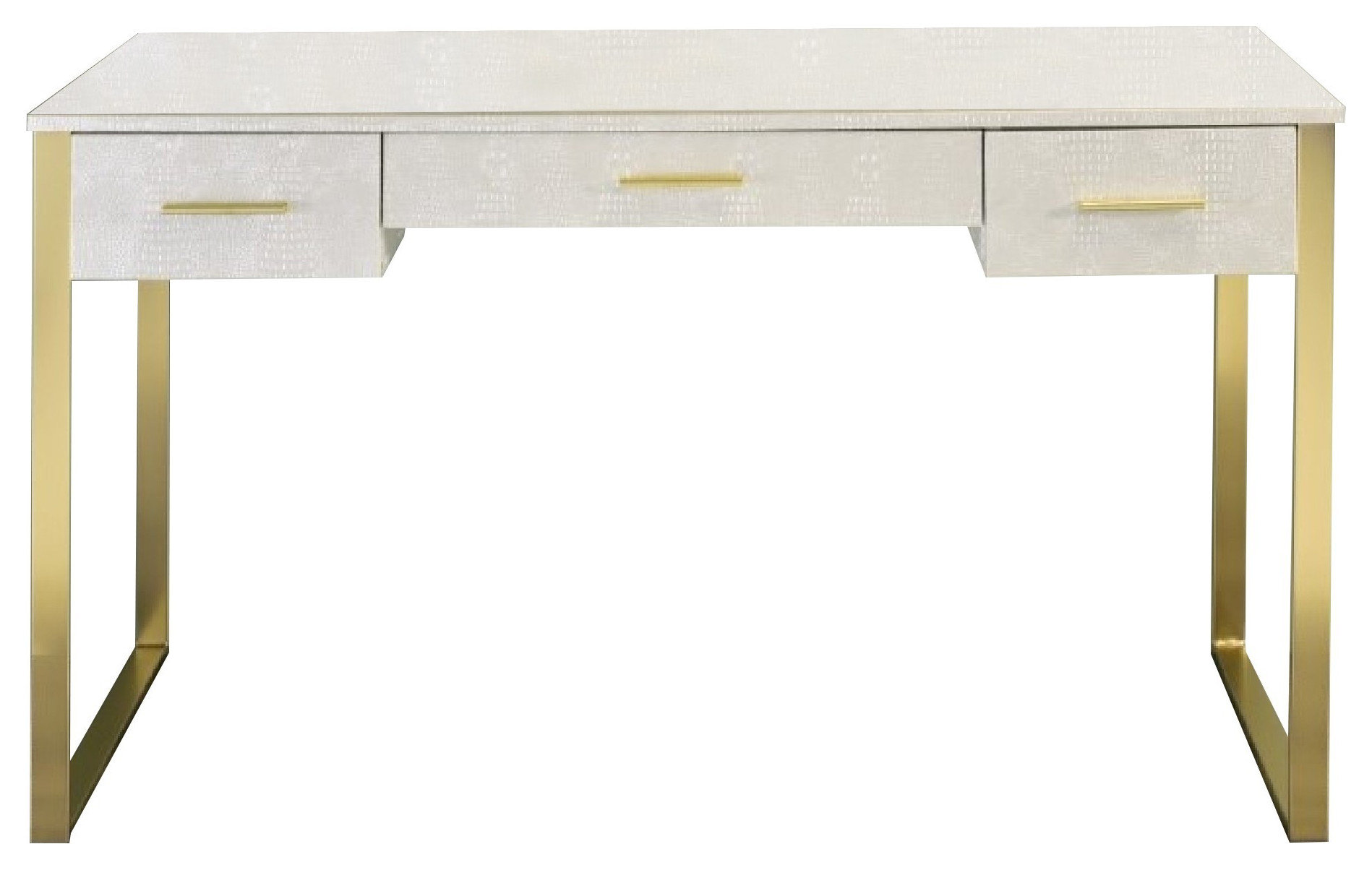 Benzara BM274660 Textured Vanity Desk With Round Mirror, Gold Sled Base ...