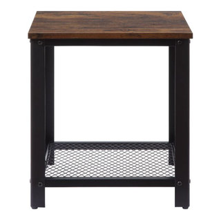 Acme Taurus End Table White Printed Faux Marble and Black Finish ...