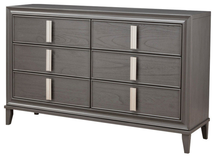 Lorraine 6 Drawer Dresser, Dark Grey - Transitional - Dressers - by ...
