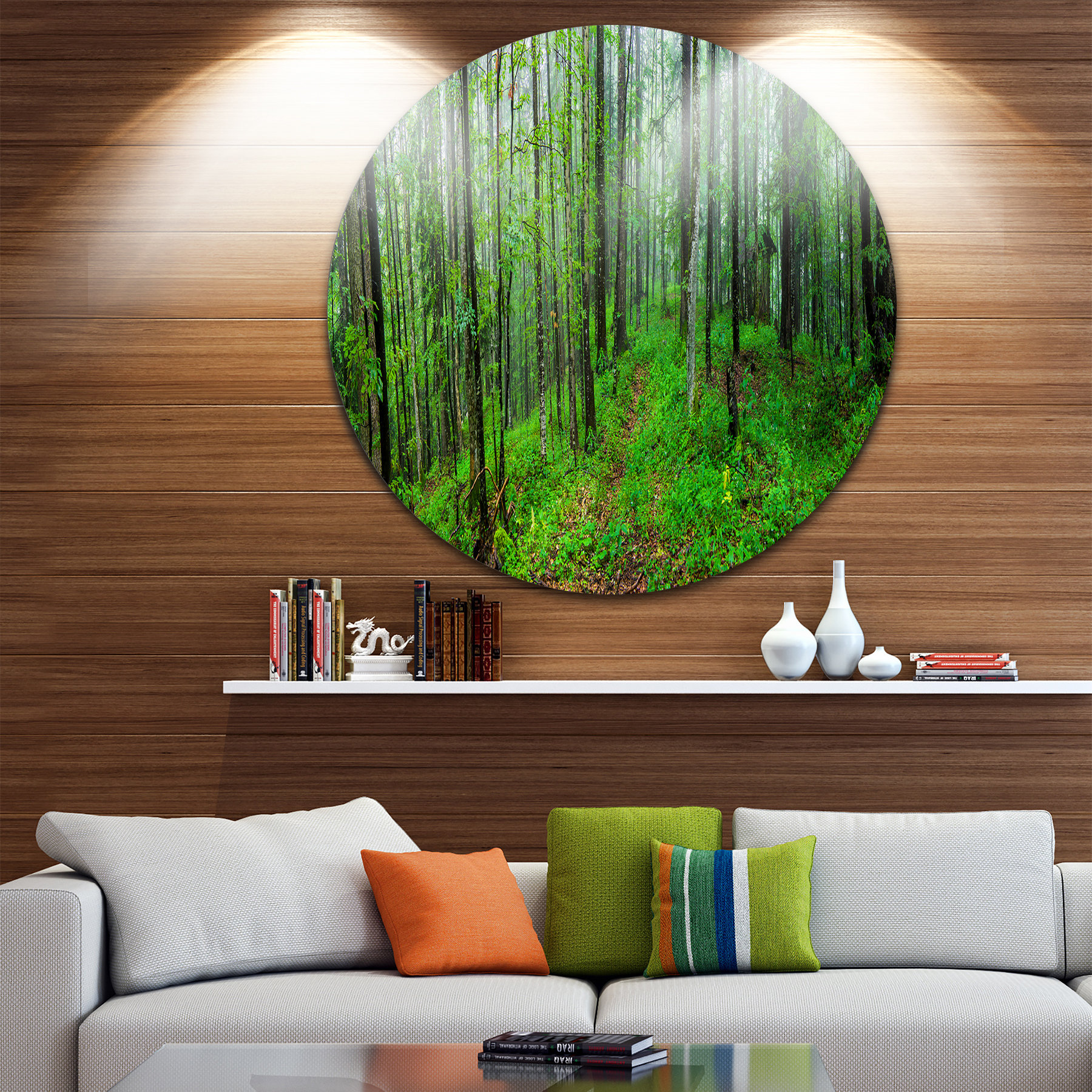 Green Wild Forest With Dense Trees, Forest Disc Metal Wall Art, Disc of ...
