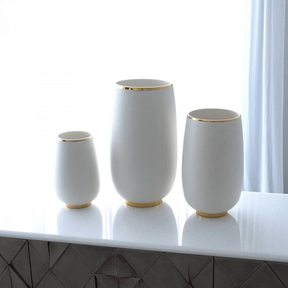 Gold Rim Bulb Small White Vase - Contemporary - Vases - by Lighting ...
