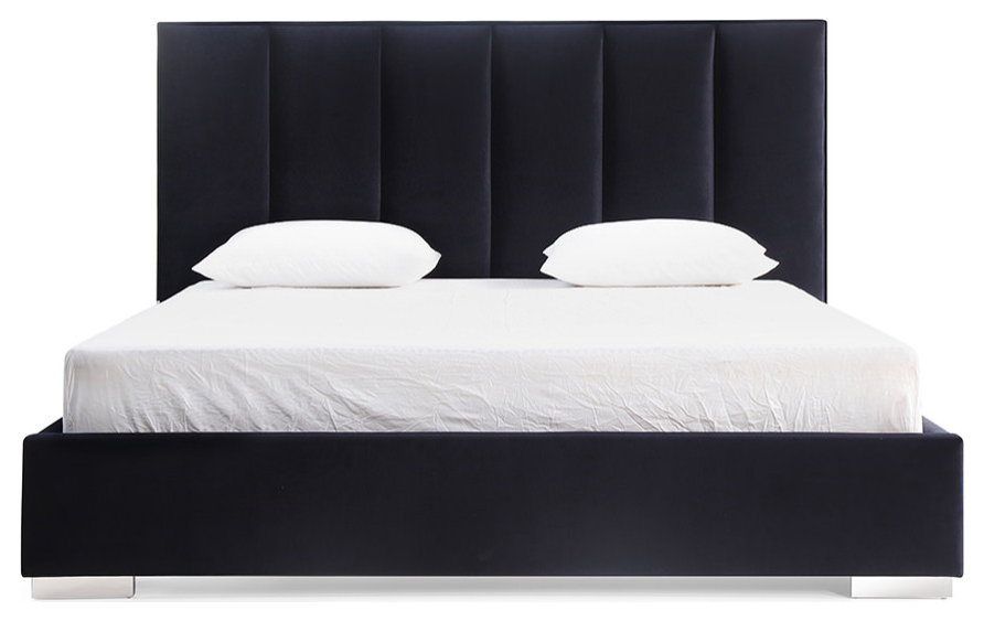 Velvet Bed Queen, Black - Contemporary - Platform Beds - by First of a ...