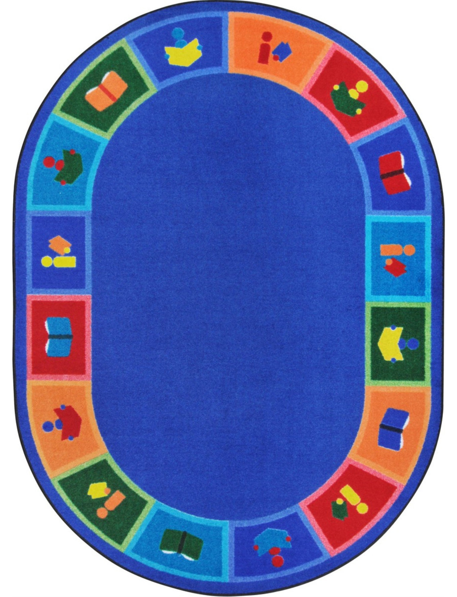 Library Blocks 5'4" x 7'8" Oval area rug in color Multi - Contemporary ...