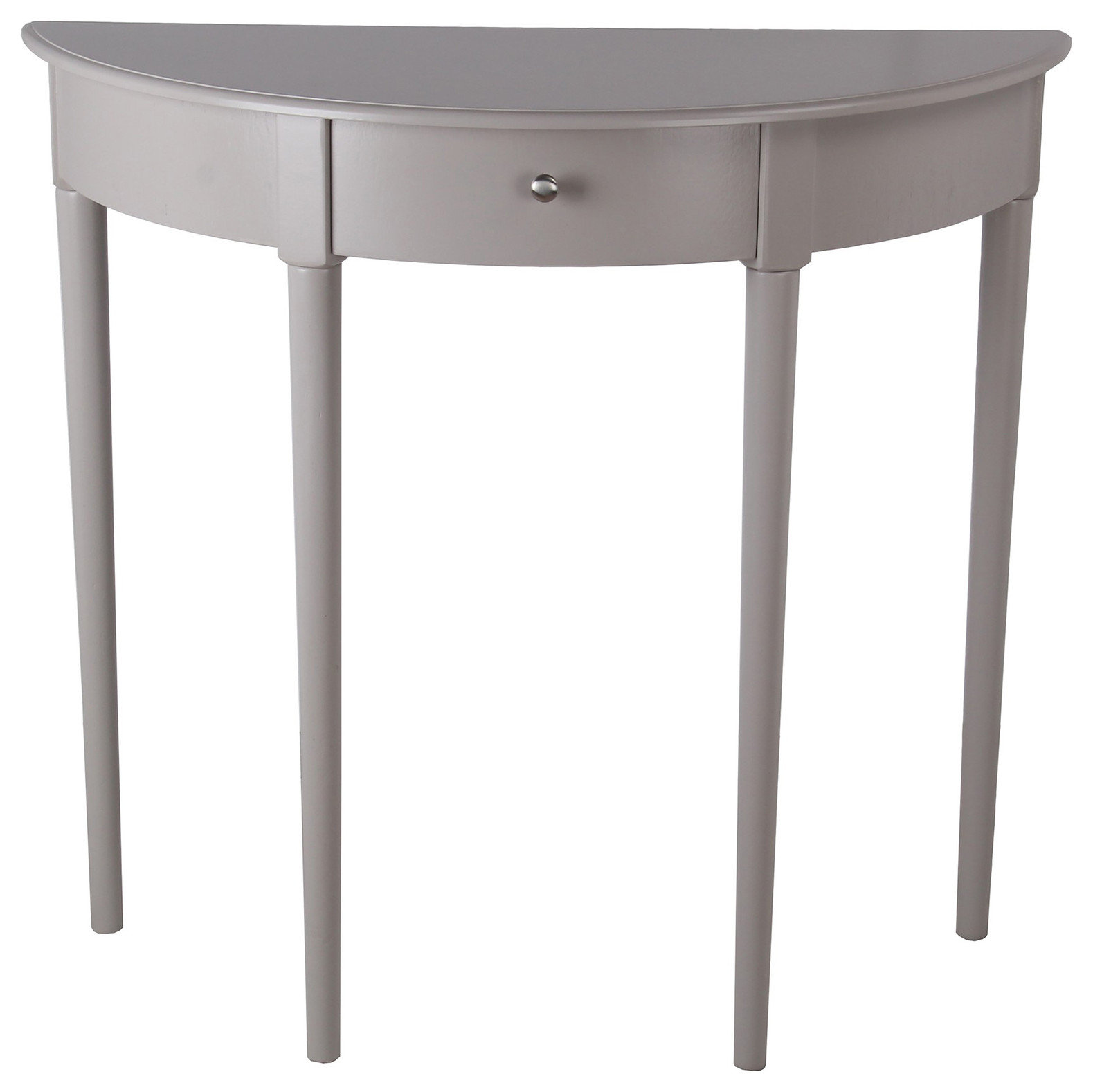 1 Drawer Half Moon Console Table with Round Legs, Gray - Midcentury ...
