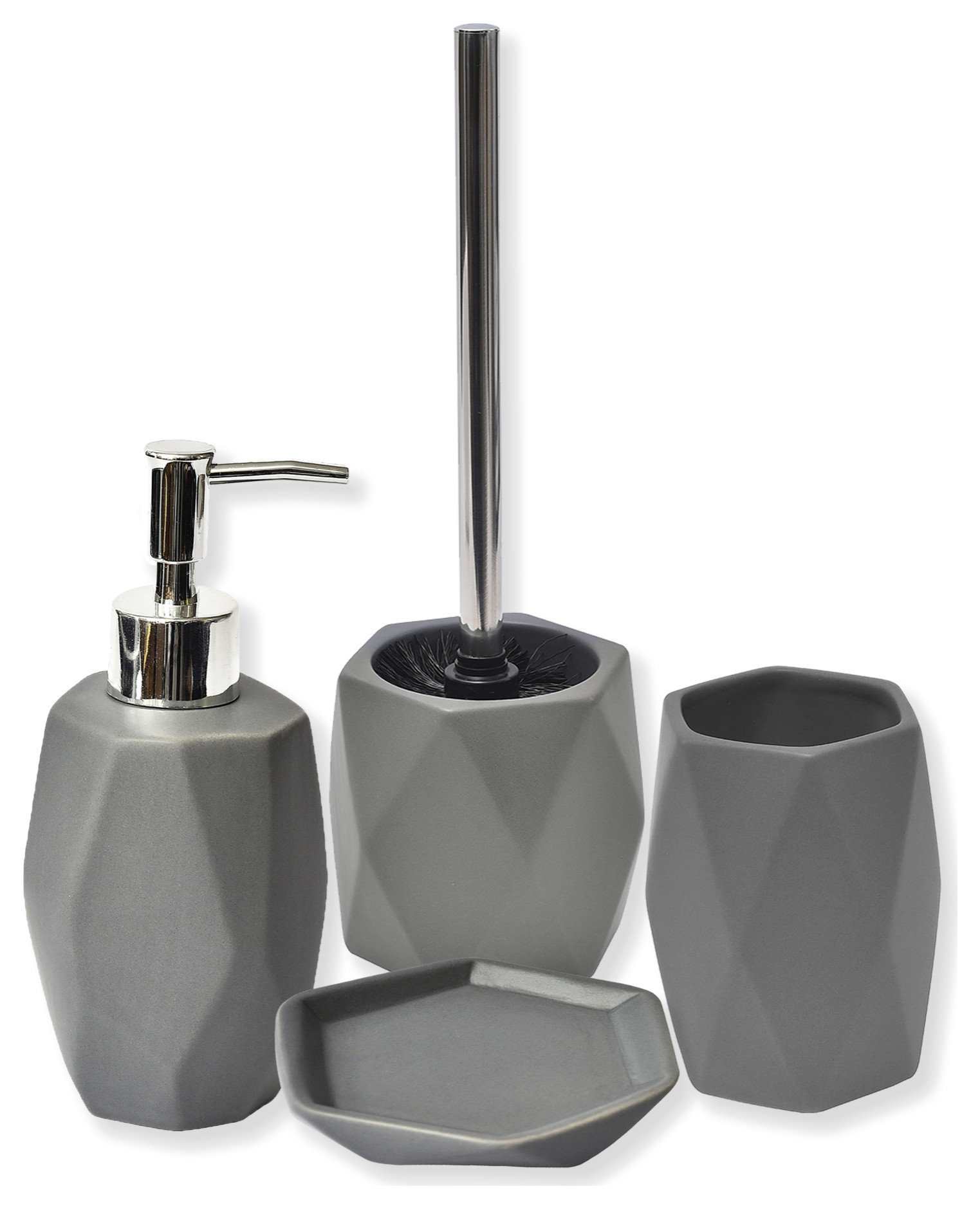 Diamond Bathroom Accessory Set 4-Pieces Gray - Transitional - Bathroom ...