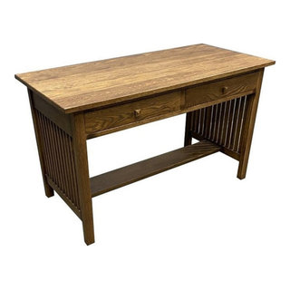 Crafters and Weavers Arts and Crafts 50" Wood Writing Desk in Walnut ...