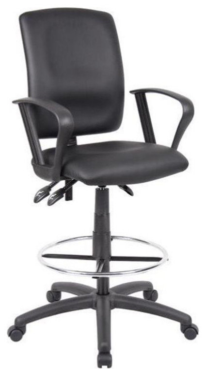 Boss Office Multi Function LeatherPlus Drafting Stool with Loop Arms ...
