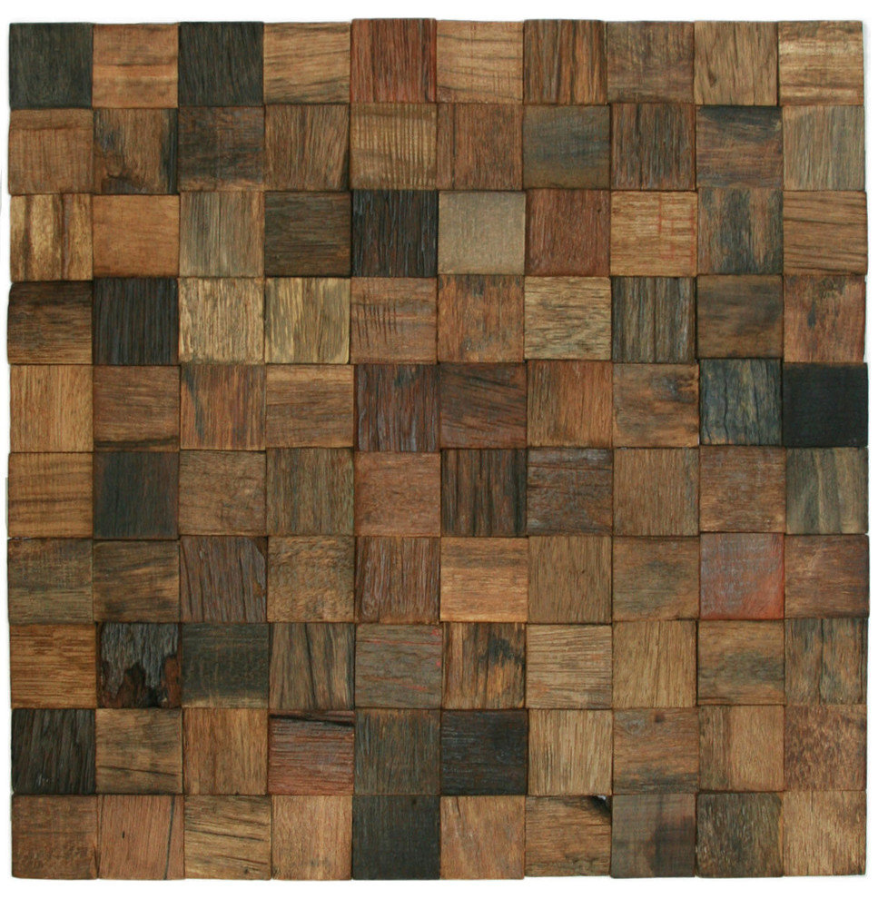 Reclaimed Boat Wood Tile Sample - Rustic - Mosaic Tile - by Pebble Tile ...
