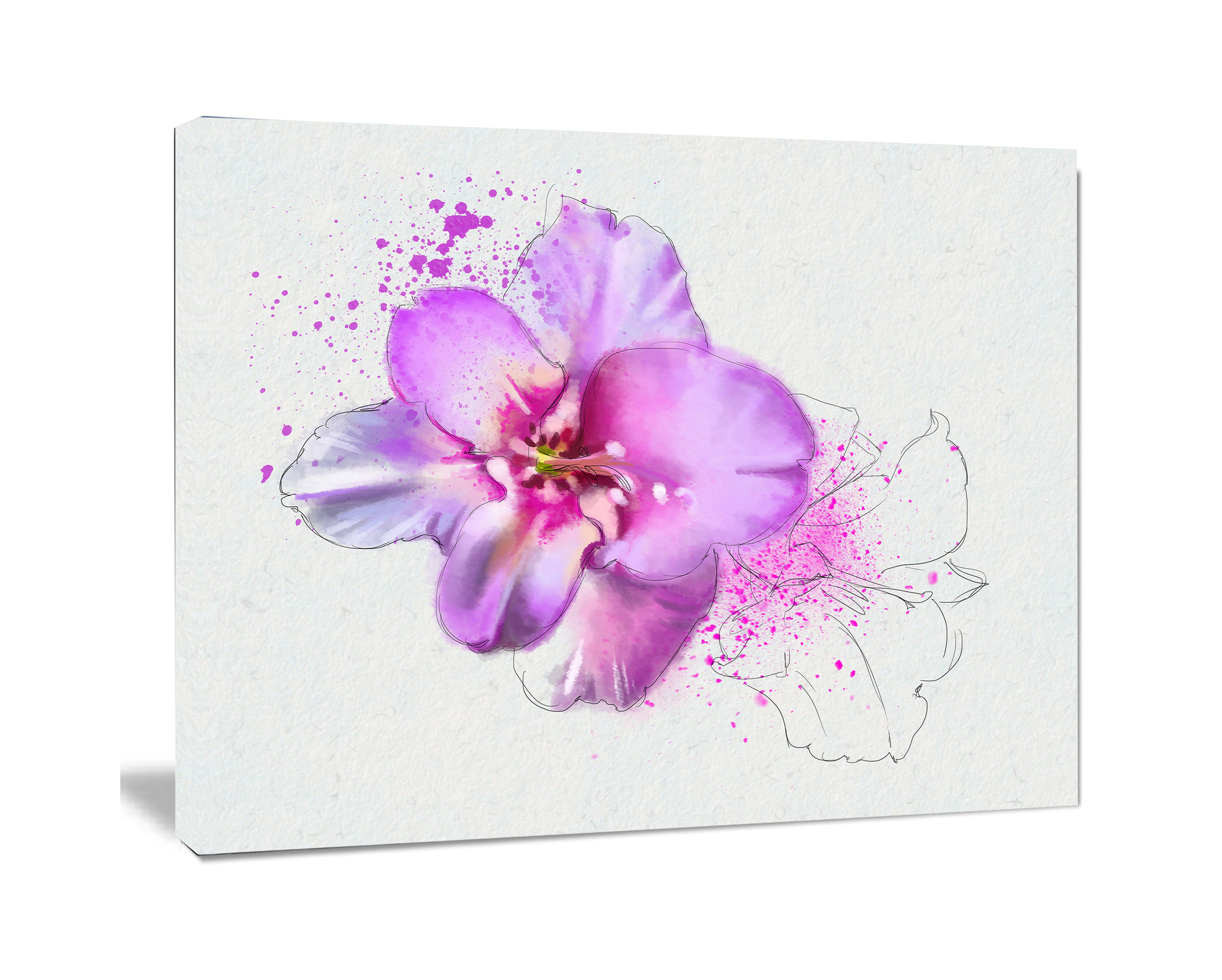 Blooming Pink Fowler Watercolor, Floral Canvas Art print, 20"x12 ...
