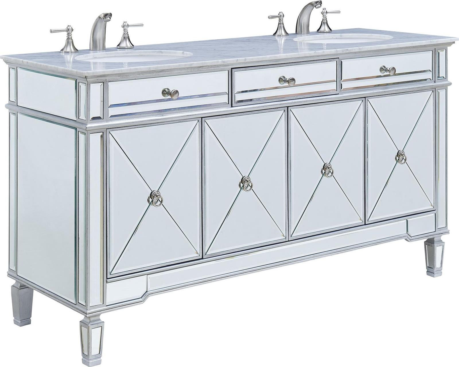 Modern Marble Bathroom Vanity, 60", 60-In,Double - Contemporary ...