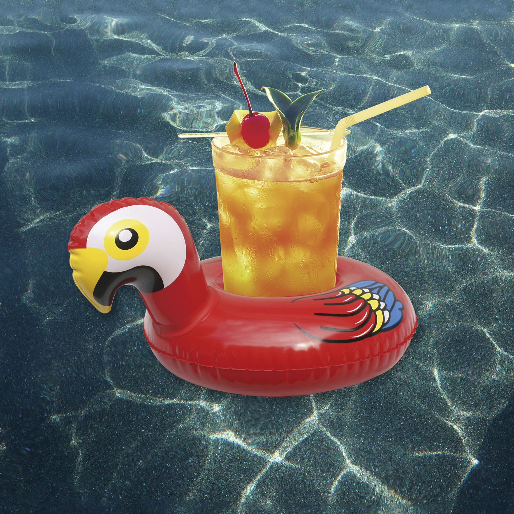 10" Inflatable Parrot Swimming Pool Floating Drink Holder - Beach Style ...