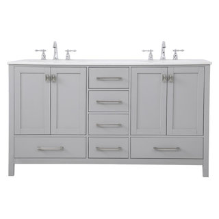 Gray Double Bathroom Vanity, 60", Double - Transitional - Bathroom ...
