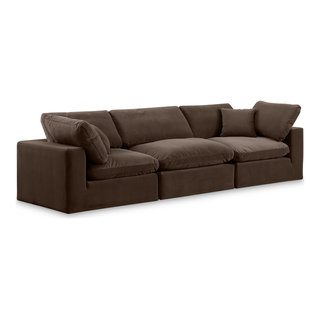 Comfy Upholstered Modular Sofa, 3-Piece: 1 Armless Chair, 2 Corner ...