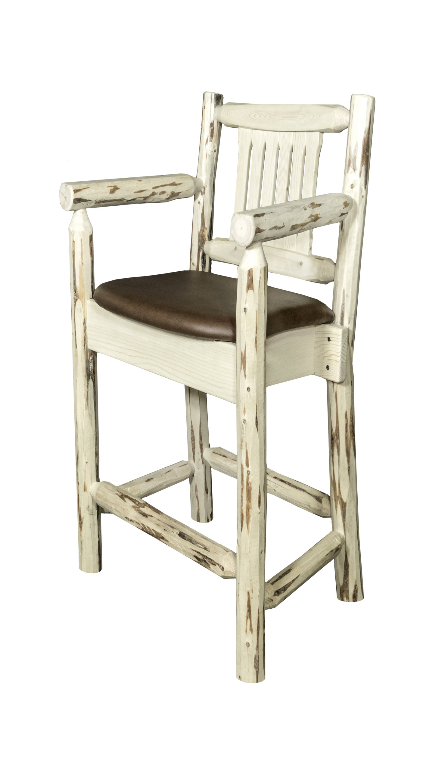 Montana Captain's Bar Stool, Saddle Upholstery, Clear Lacquer Finish ...