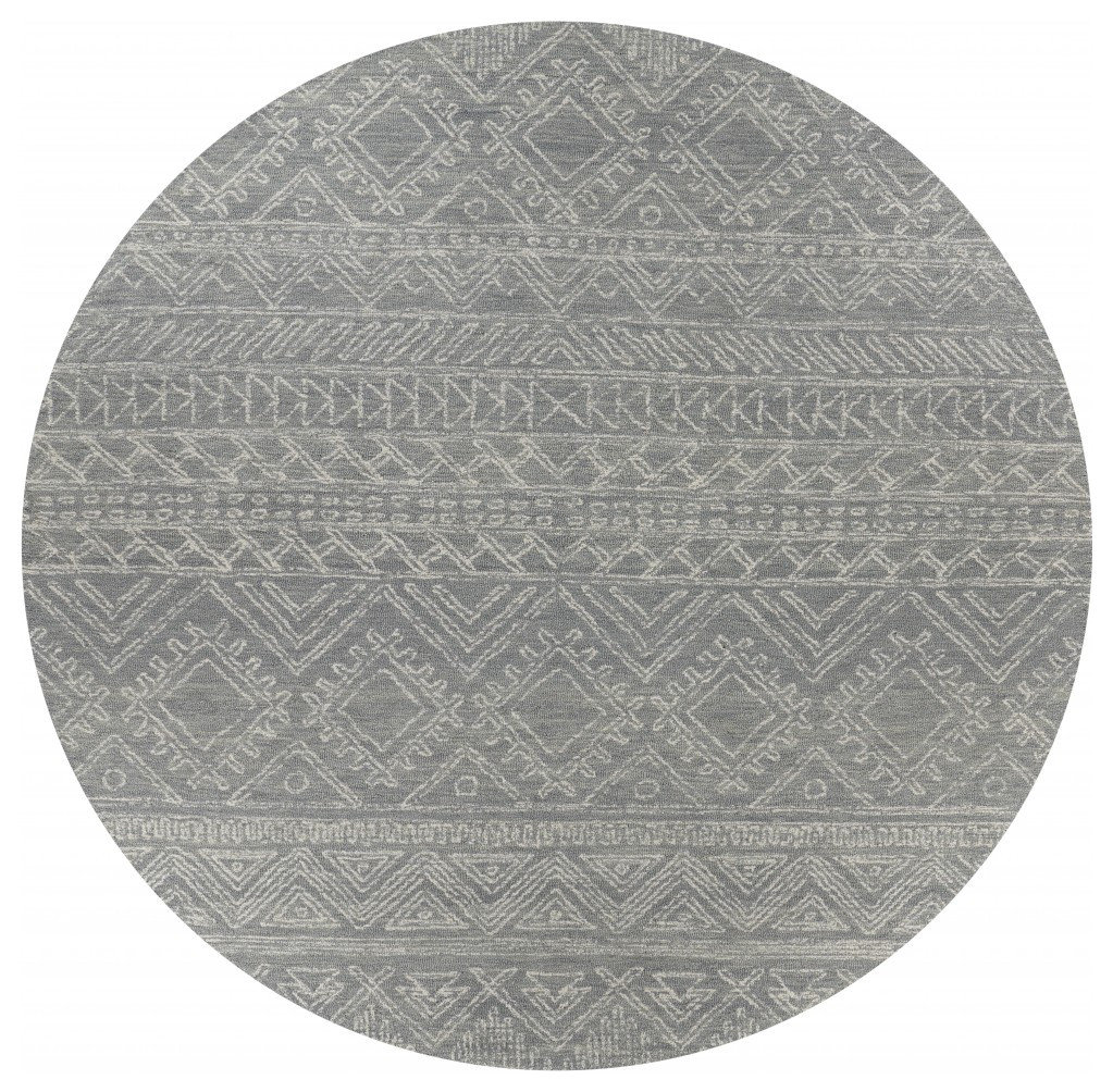 8" Round Light Gray Boho Chic Area Rug - Southwestern - Area Rugs - by ...