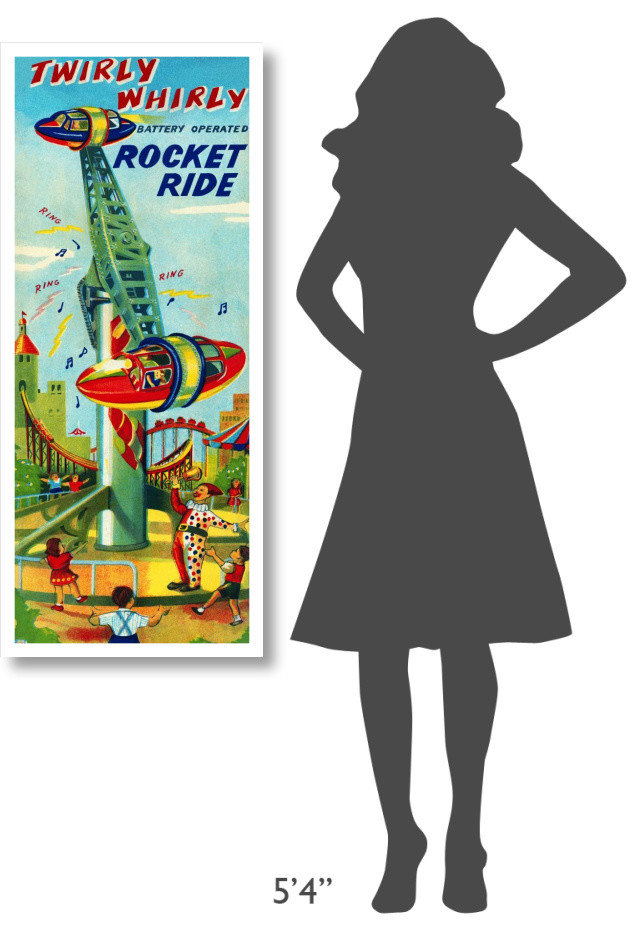 "Twirly Whirly Rocket Ride" Digital Paper Print by Retrorocket, 14"x32 ...