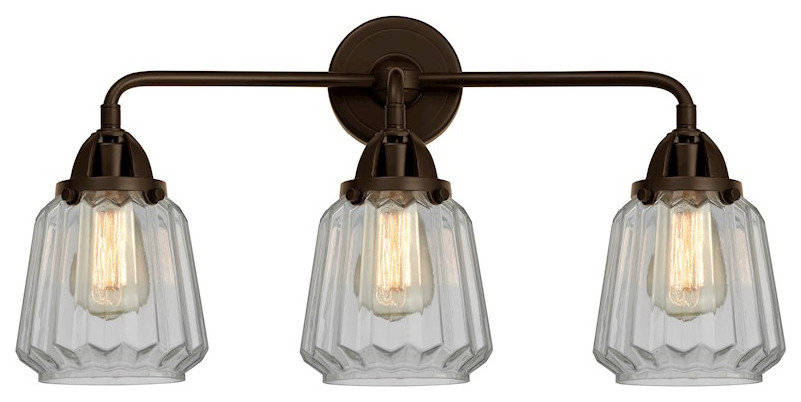 Innovations Chatham 3 Light 24" Bath, LED, ORB/Clear, Ribbed ...