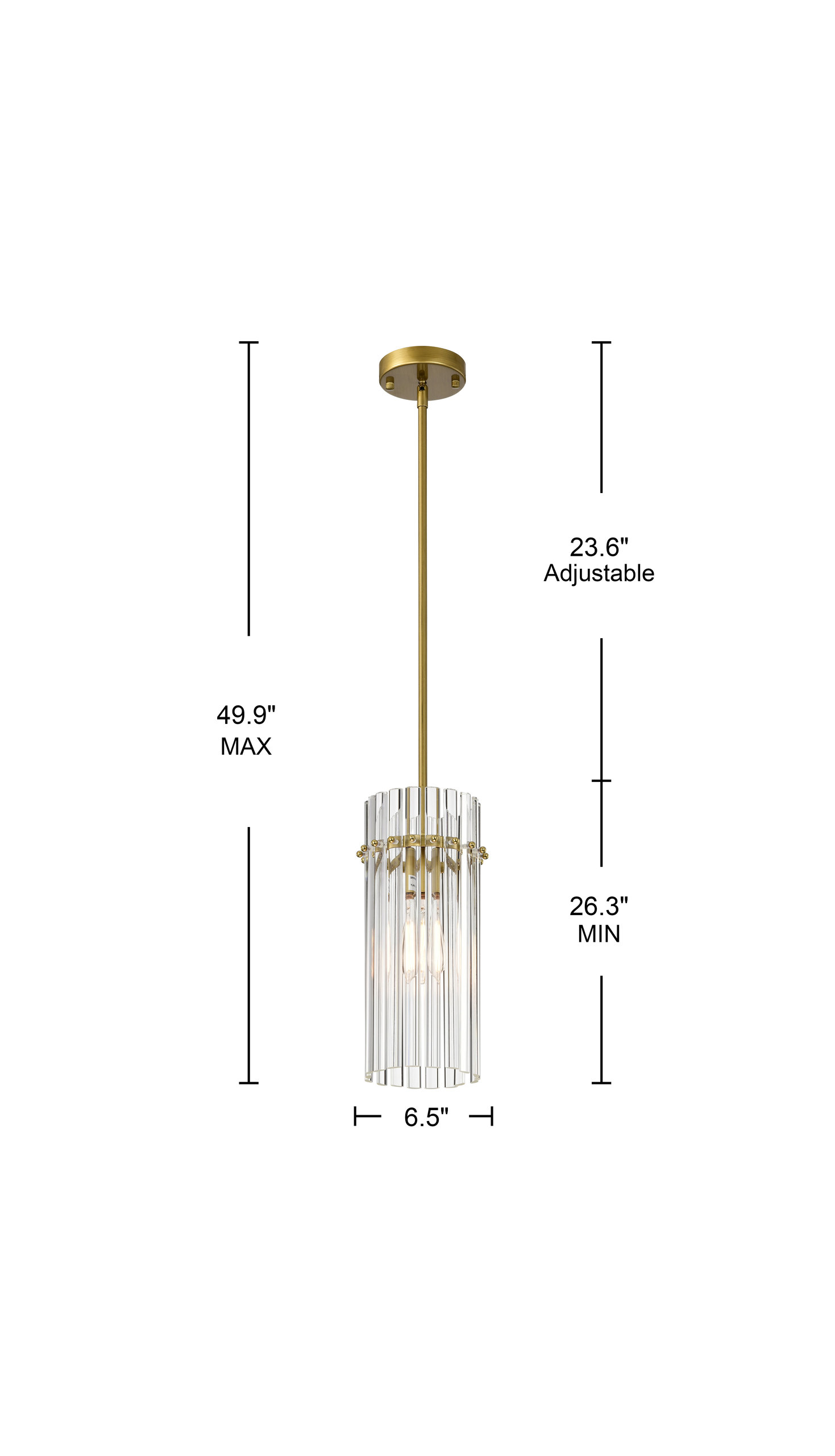 Eva 1 Light Crystal Glass Rod Mini Pendant Chandelier - Contemporary ...