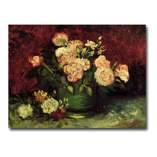 'Peonies and Roses' Canvas Art by Claude Monet, 14" x 19" - Traditional ...