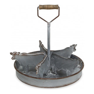 Rustic Metal 5 Slot Tray With Cow Dividers - Farmhouse - Serving Trays ...